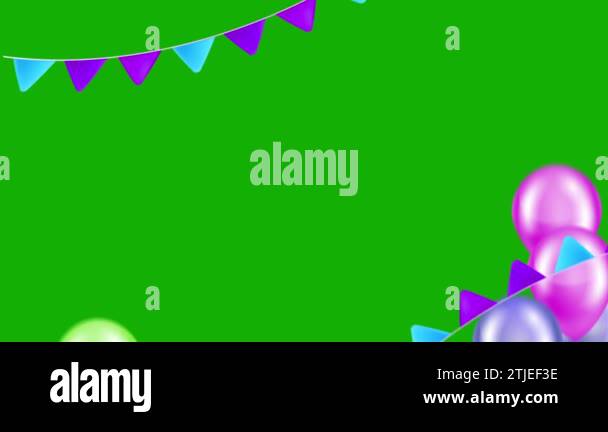 Colorful balloons frame animation on a green screen. Realistic balloon ...