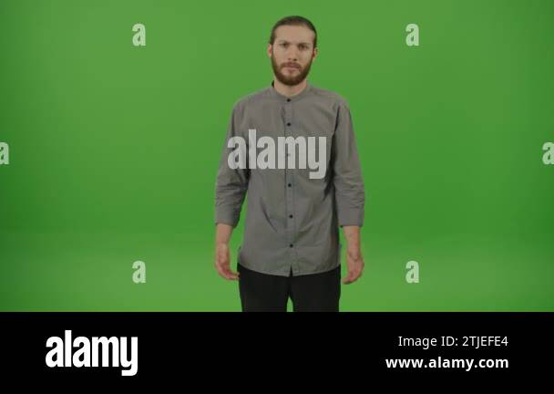 Portrait of Angry Young Bearded Freelancer Student Man in Denim Shirt ...