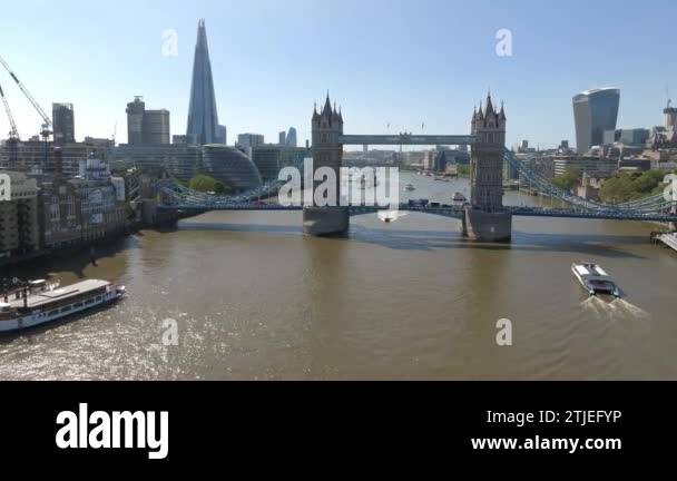 Aerial view of the Tower Bridge in London. One of Londons most famous ...