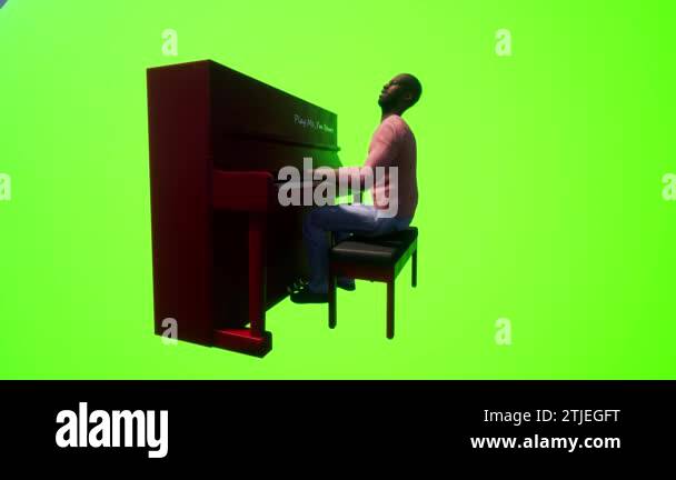 African men playing the piano and making music, realistic 3D people ...
