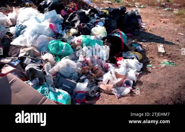 Polluted with plastic waste, garbage platform. The concept of ...