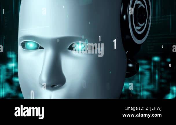 Futuristic robot artificial intelligence huminoid AI programming coding technology development ...