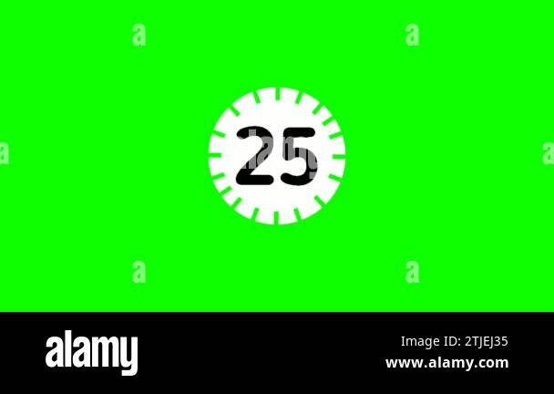 4K countdown cartoon animation number 30 to 1 on green screen ...