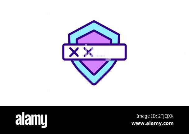 Animated strong password color icon. Secret word. Verification and ...