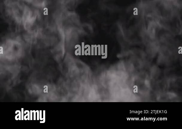 White smoke on black background. A cloud of vapor steam rises up ...