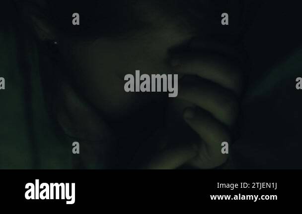 Kid trouble sleeping restless night. Disturbed tired little girl ...