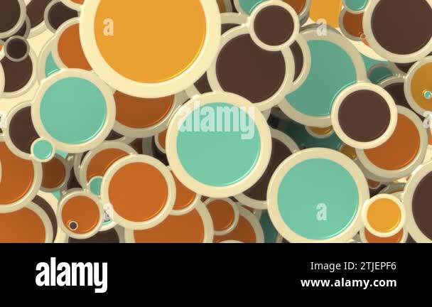 Trendy funky 1970s retro geometric shapes background with gently moving shiny vinyl effect ...