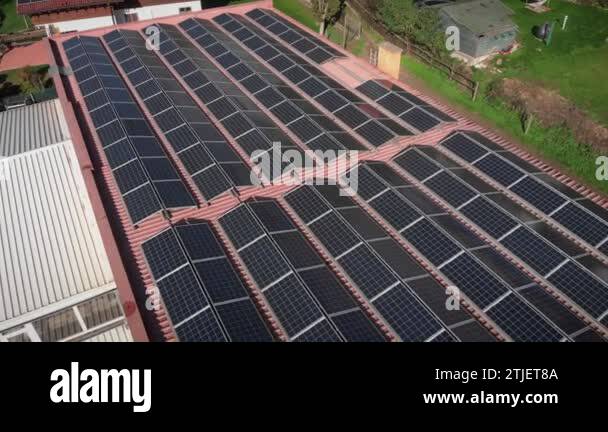 Technologic solar energy panels. Photovoltaic solar panels on roof. Rooftop solar panels on home ...