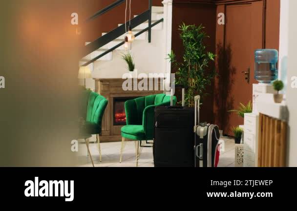 Empty lounge area at hotel resort with classy interior design and ...