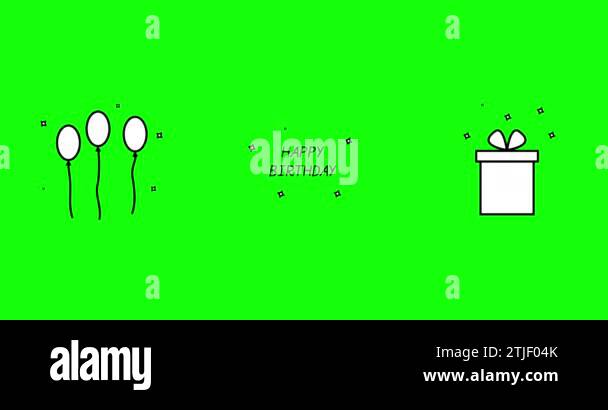 Set of animated birthday icons. Animated icons of gifts, balloons and ...