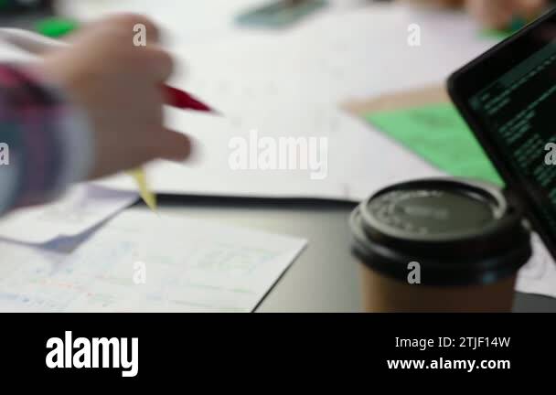 Hands Of Programming And Coding Team Planning Cybersecurity Strategy With Technology Chart And