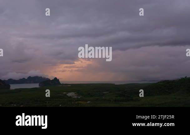 Aerial top view sunrise at Samet Nangshe, mountain valley hills, and ...