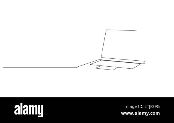 animated continuous single line drawing of laptop computer, line art ...