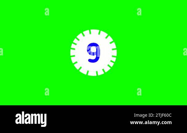 4K countdown cartoon animation number 10 to 1 on green screen ...