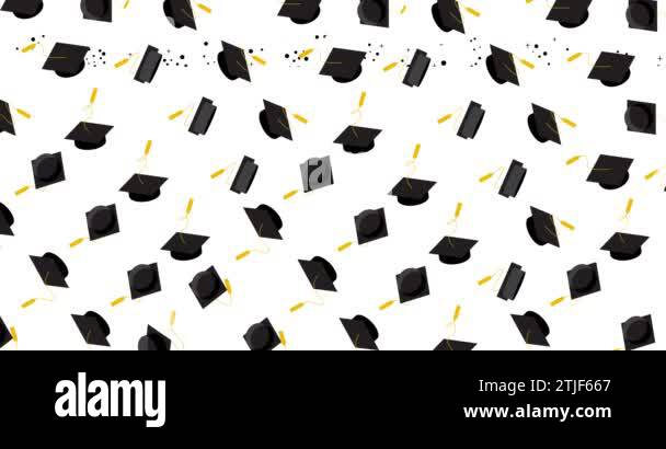Black Graduation Hat Pattern animation. Graduation cap animation ...