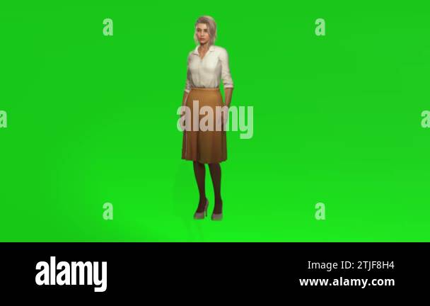3d people in chroma key background isolated Beautiful village girl ...
