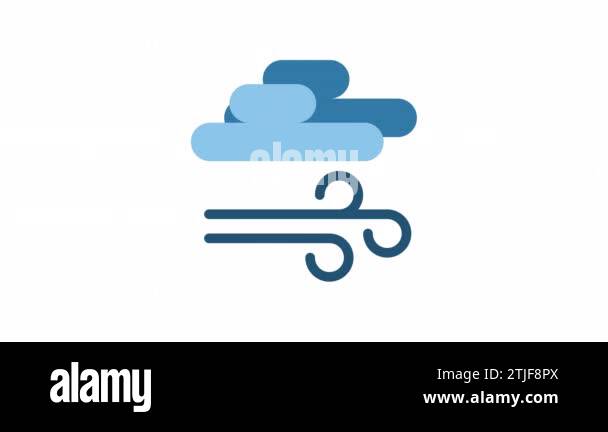 Windy and Cloudy, Weather animated icon on transparent background Stock ...