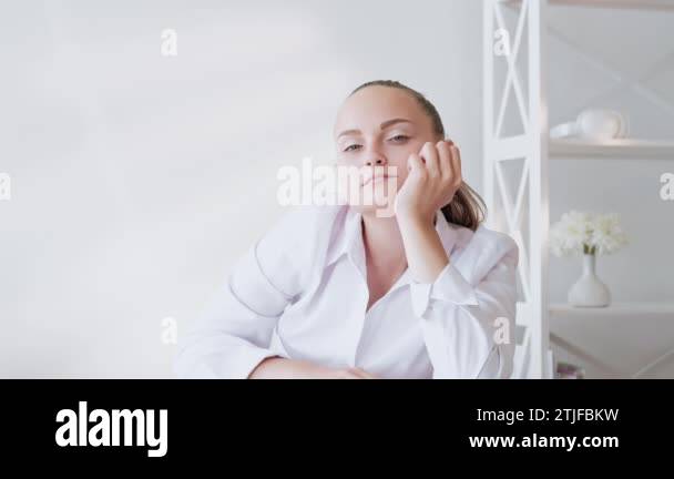 Boring work. Virtual meeting. Distance conference. Tired drowsy sleepy ...