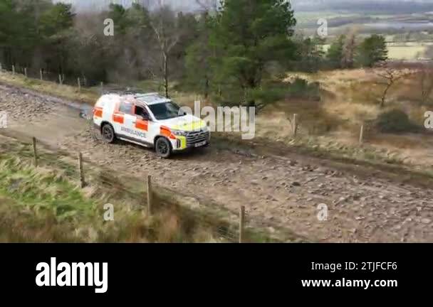 4x4 Mountain Rescue Ambulance Vehicle on a Callout to an Emergency ...