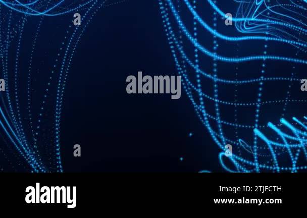 Dynamic wave of glowing particles. Data flow information. Concept of ...