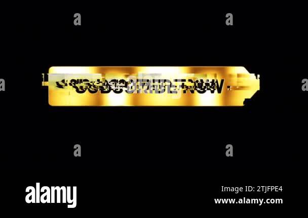 Loop of Subscribe Now word text with golden shine nameplate animation ...