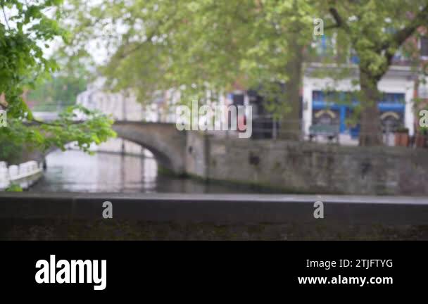 Out of focus background plate of picturesque European city for ...