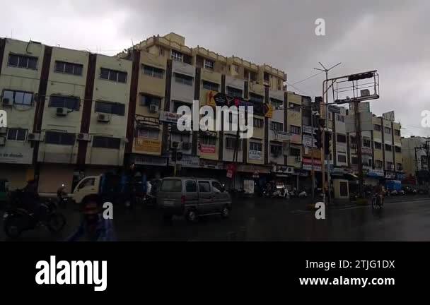 Junagadh, Gujarat-India June 15, 2023, Heavy rain and winds of Biparjoy ...
