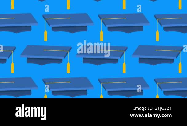 Dancing Blue Graduation Hat background. Graduation cap animation ...