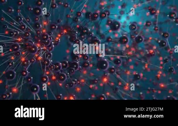 Microscopic life, organic molecule in liquid, 3D rendering, Molecular ...