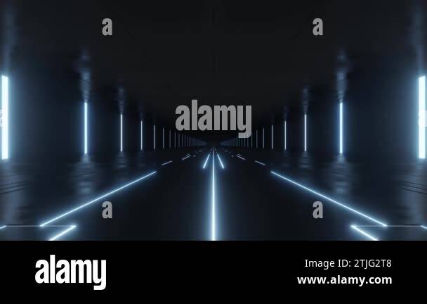 3d rendering of dark abstract sci-fi tunnel, Futuristic spaceship ...