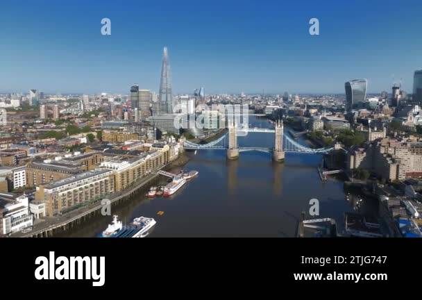 Aerial view of the Tower Bridge in London. One of Londons most famous ...