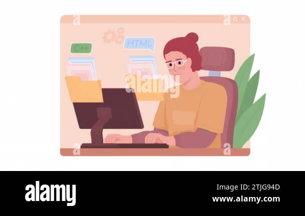 Animated isolated study programming. Learning coding languages. Looped ...
