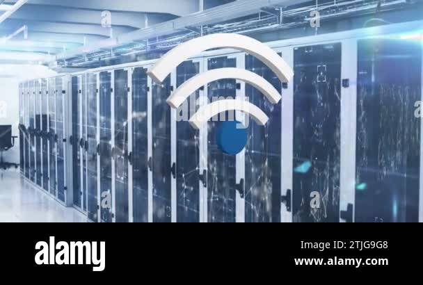 Animation of wifi icon and dots interconnected with lines forming ...