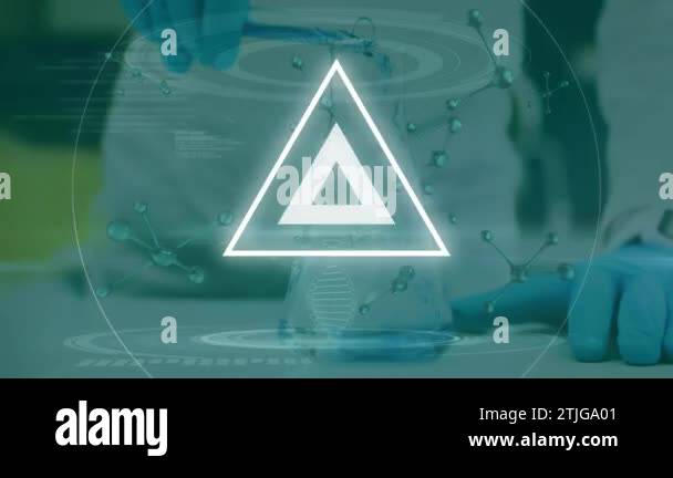 Animation of infographic interface with over scientist pouring liquid ...