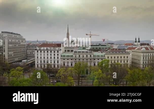 Establishing aerial view of Austrian capital beautiful popular city ...