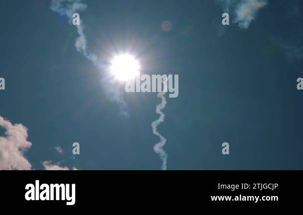 Private plane crash. A small plane during an aerobatic simulation ...