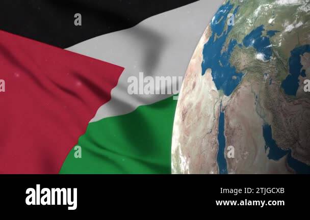 Palestine Flag and Palestine Map on Earth Globe 4K Stock Video Footage ...