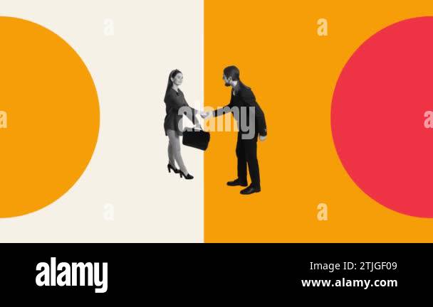 Professional cooperation and partnership. Man and woman shaking hands ...