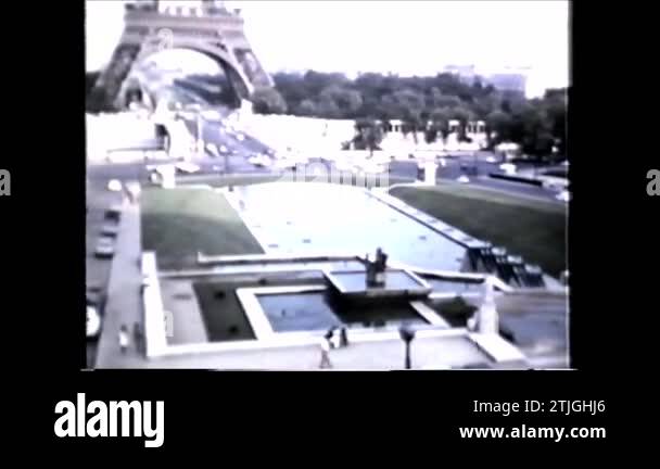 PARIS, France 1960s Eiffel Tower, Trocadero Gardens, Water Cannons ...