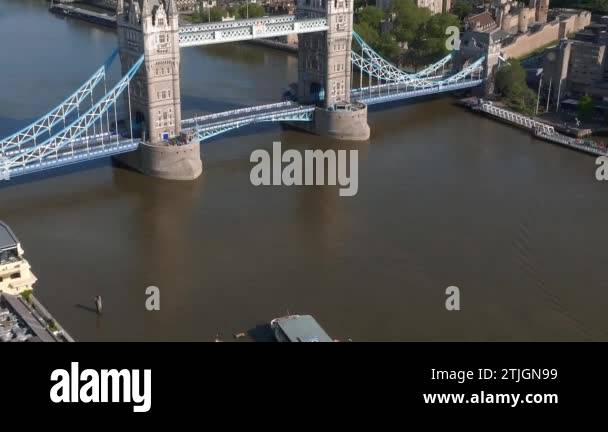 Aerial view of the Tower Bridge in London. One of Londons most famous ...