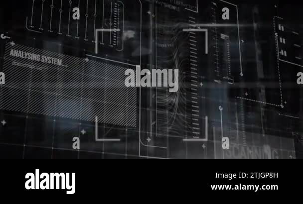 Animation of viewfinder and programming language over infographic ...