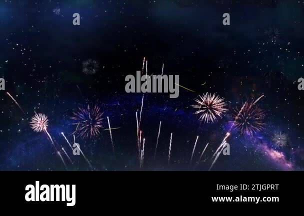 Happy New Year 2024 Text Typography Particles Fireworks Explosion ...