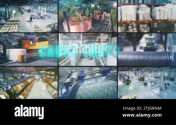 Multiscreen cable factory. Factory cables text on factory frame ...