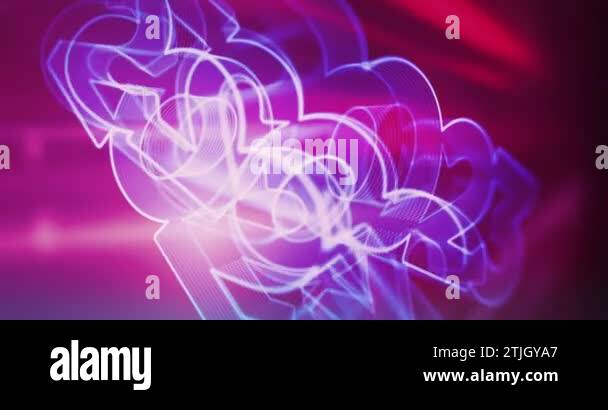 2023 year futuristic new neon symbol rotating on lights loopable background. Cyber technology ...