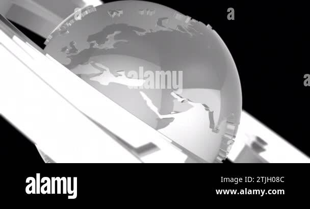 3D Rendering spinning globe sphere with circle geometry. Elegant and ...