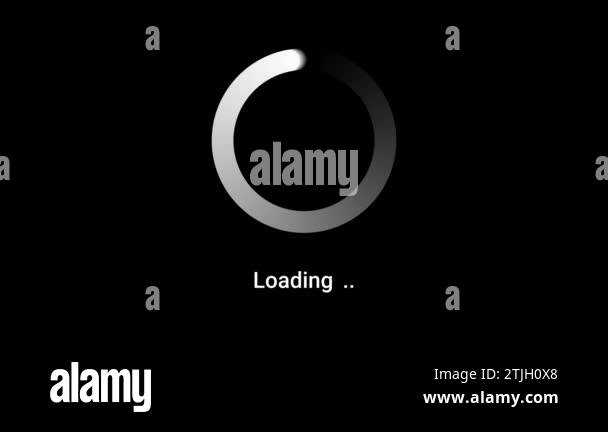 A loader - spinner animation. White circle rotating on black background ...