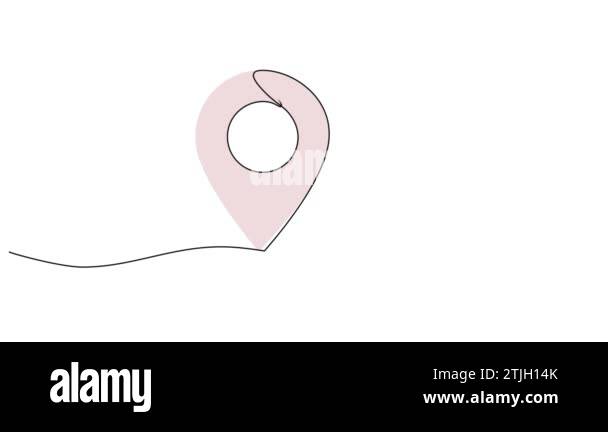 animated single line drawing of location marker, map pin line art ...