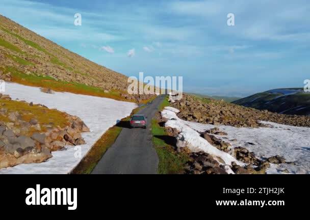 Armenia, Yerevan - June 2, 2023: tourists by car climbed high into ...