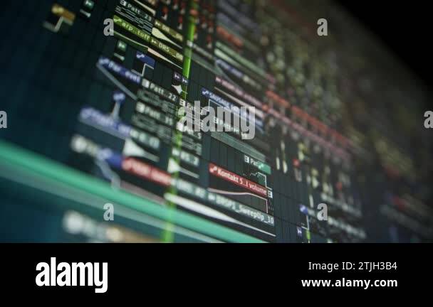 Sequence with a huge musical project - the playhead moves along the ...