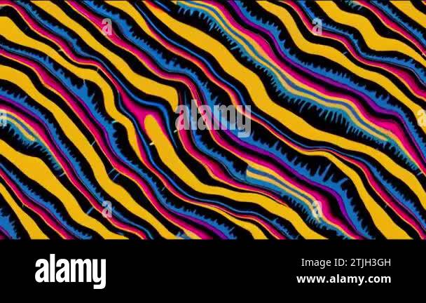 Wavy swirl seamless animation Hand drawn 1970 illustration. Sixties ...